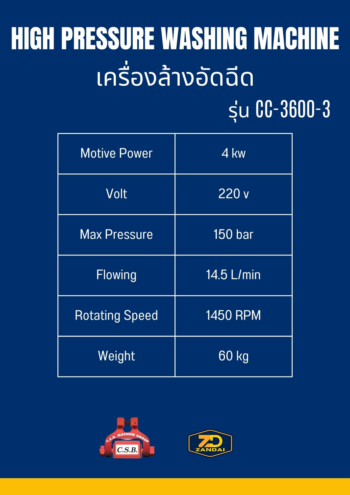 เครื่องล้างอัดฉีด High pressure washing machine (รุ่นCC-3600-3) - C.S.B. MACHINE GROUP จำหน่าย ...